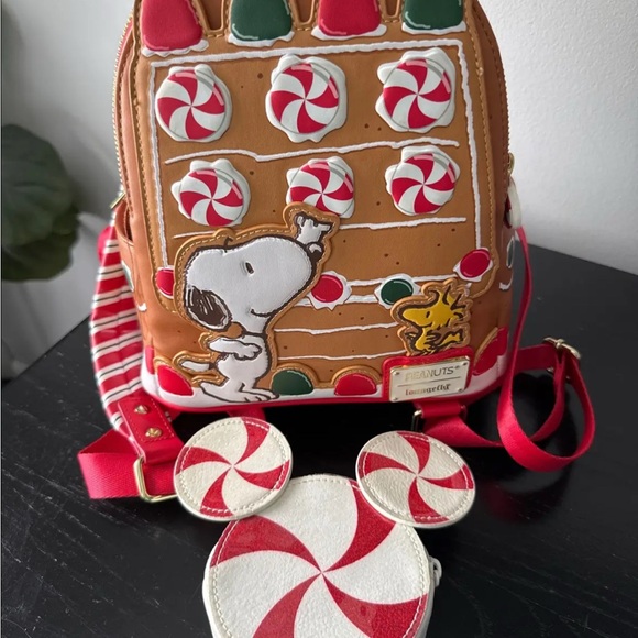 Loungefly | Bags | Loungefly Snoopy Peppermint Tan Backpack | Poshmark
